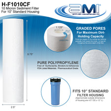 10" Sediment Water Filter | 10 Micron | 10-Inch Standard Depth Filter ...