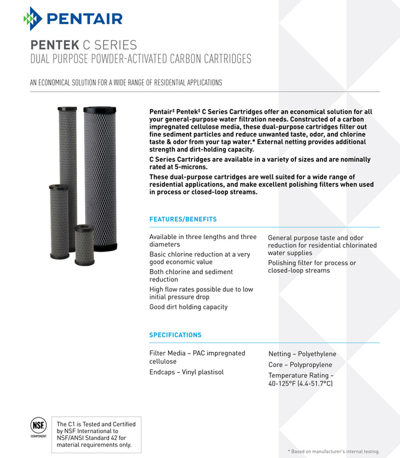Pentek 155597-43 | C1-20 | 20" Standard | 5 Micron | Pentair Water ...