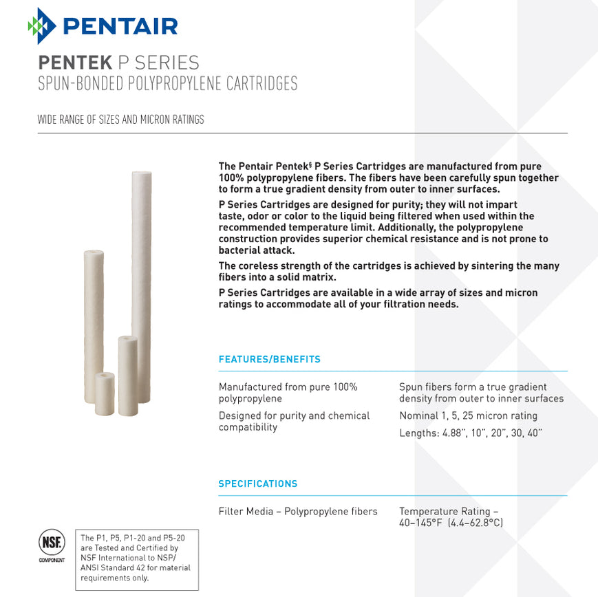 Pentek P5-20 | 5 Micron | 20 Inch Standard | Pentair Water Sediment ...